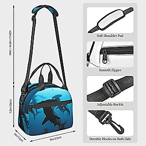 FXXWJP Hammerhead Sharks Handheld Crossbody Lunch Bag,Reusable Can Be Insulated To Keep Cold, Suitable For Office Work,Picnic, Beach (Men, Women)
