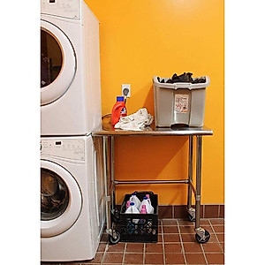 AmGood 18" X 48" Stainless Steel Work Table - with Open Base & Wheels | Food Prep | Utility Work Station | NSF Certified