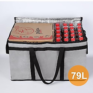 Bodaon 2-Pack Insulated Food Delivery Bag, XXX-Large Insulated Pizza Delivery Bags, Insulated Bags for Delivery, Doordash Catering Bag, Food Warmer Hot Bag, Uber Eats Driver Essentials, Gray