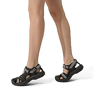 NORTIV 8 Sandals for Women Closed Toe Athletic Sport Sandals Womens Summer Shoes Lightweight Trail Walking Sandals for Women BLACK Size 9 US SNAS221W