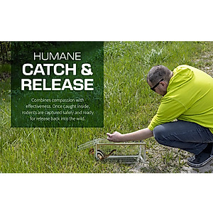 Live Animal Trap Cage - 12.5" x 6.5" x 5.5" Humane Rat Trap, Chipmunk Trap, Squirrel Trap, Rodent Trap - Catch and Release - Heavy Duty Reusable No Kill Live Trap for Small Critters - Indoor/Outdoor