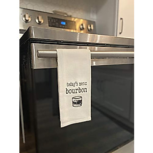 Today's Menu: Bourbon Tea Towel | Dish Towels with Funny Bourbon Whiskey Sayings are Perfect for Home, Bar, or Kitchen | Funny Gift for Old Fashioned Cocktail Lovers