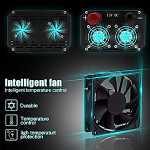 LVYUAN Pure Sine Wave Inverter 3000 Watt Inverter 12V to 110V DC to AC with Remote Controller, LCD Display 4 AC Sockets and 4 USB Ports for Car Truck Solar Power (3000W with Remote Controller) Blue