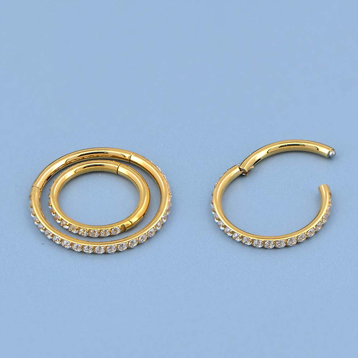 OUFER Gold Hinged Segment Earring Hoop 16G Stainless Steel with Cartilage Earrings Clear CZ Paved Tragus Helix Earrings Cartilage Earring Septum Nose Ring Hoop