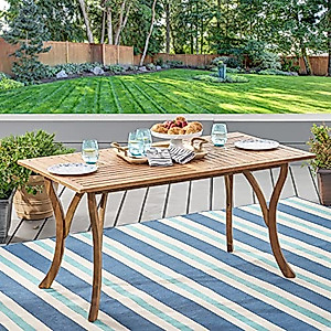 Christopher Knight Home Hermosa Acacia Wood Rectangular Table, Teak Finish