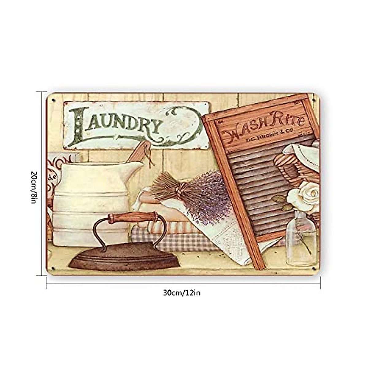 Fesy Laundry Washboard Metal Signs,Laundry Room Decor Laundry Sign Farmhouse Sign 8x12inches