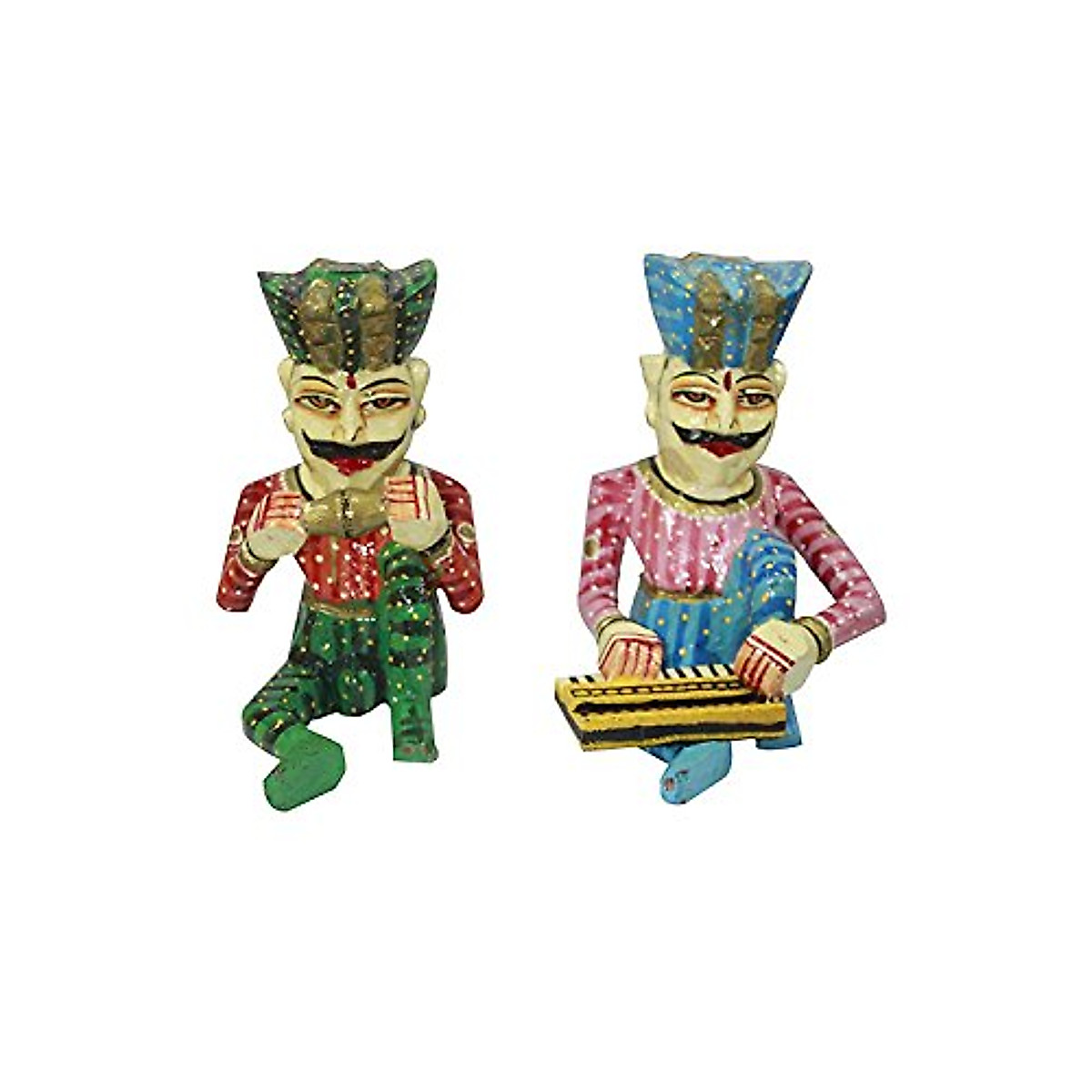 Garden Of Arts Wooden Sitting Musician 4 inch Bawla Set of 5 Handmade Handicraft for Home Decor Gift Item