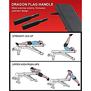 YOUTEN 1000 LB Weight Bench Heavy Capacity | 9-4-4 Almost 90° Adjustable Incline Decline Exercise Bench Press for Home Gym More Stable and Durable | Foldable Training Lifting Bench | Dragon Flag Handle for Abdominal Arm Workout