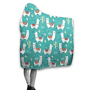 Alpaca No Prob-Llama and Cactus Hoodie Blanket Wearable Throw Blankets for Couch Blanket Hooded for Baby Kids Men Women