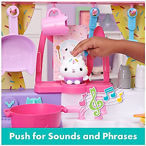 Gabby’s Dollhouse, Cakey Kitchen Set for Kids with Play Kitchen Accessories, Play Food, Sounds, Music and Kids Toys for Girls and Boys Ages 3 and up