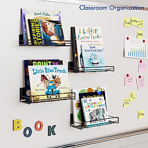 4 Pack Magnetic Spice Rack for Refrigerator, Next to Fridge Spice Organizer Magnetic Shelf for Small Apartment RV Kitchen Whiteboard Classroom Organization and Storage - Black