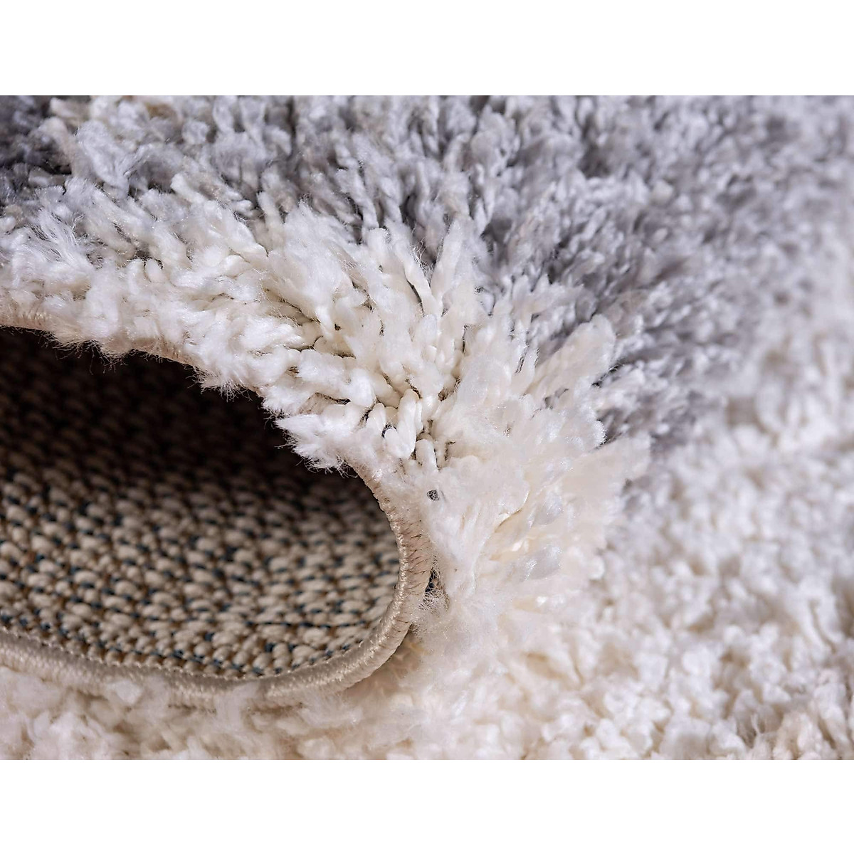 Unique Loom Hygge Shag Collection Modern Moroccan Inspired, Geometric Design, Plush & Cozy Area Rug, Rectangular 9' 0" x 12' 0", Gray/Ivory