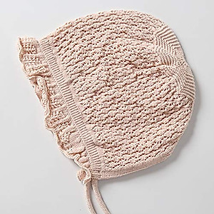 Vivobiniya Toddler Girl Lovely Flounce Knit Hats Baby Bonnets Newborn Baby Hats 0-8y (US, Age, 0 Months, 3 Months, Pink(Cotton))