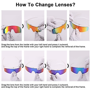 WANWAN Cycling Sunglasses with 4 Lenes for Men Women Large Frame Sport Sunglasses Baseball Golf Fishing Running