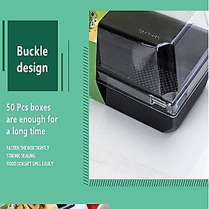 XIZHI 50Pcs Reusable Sandwich Box with Clear Lids Sandwich Plastic Container Sushi Container Box Swiss Roll Container for Cakes Cookies Pastries Dessert Fruits salad Display,7.5"x3.3"x2.3"