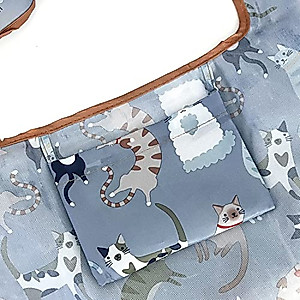 allydrew Large Foldable Tote Nylon Reusable Grocery Bags, Cool Felines