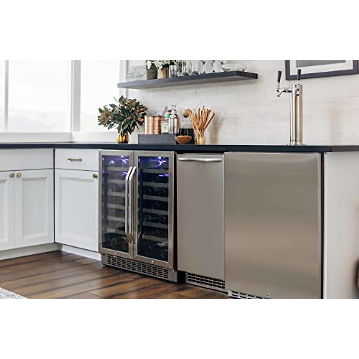 EdgeStar CWR5631FD 30-Inch 56 Bottle Built-In Dual Zone French Door Wine Cooler