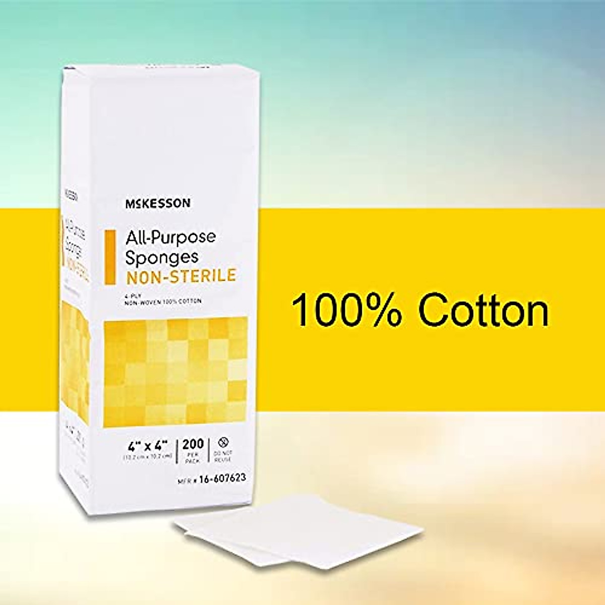 McKesson All Purpose Sponges, Non-Sterile, 4-Ply, 100% Cotton, 2 in x 2 in, 200 Per Pack, 1 Pack
