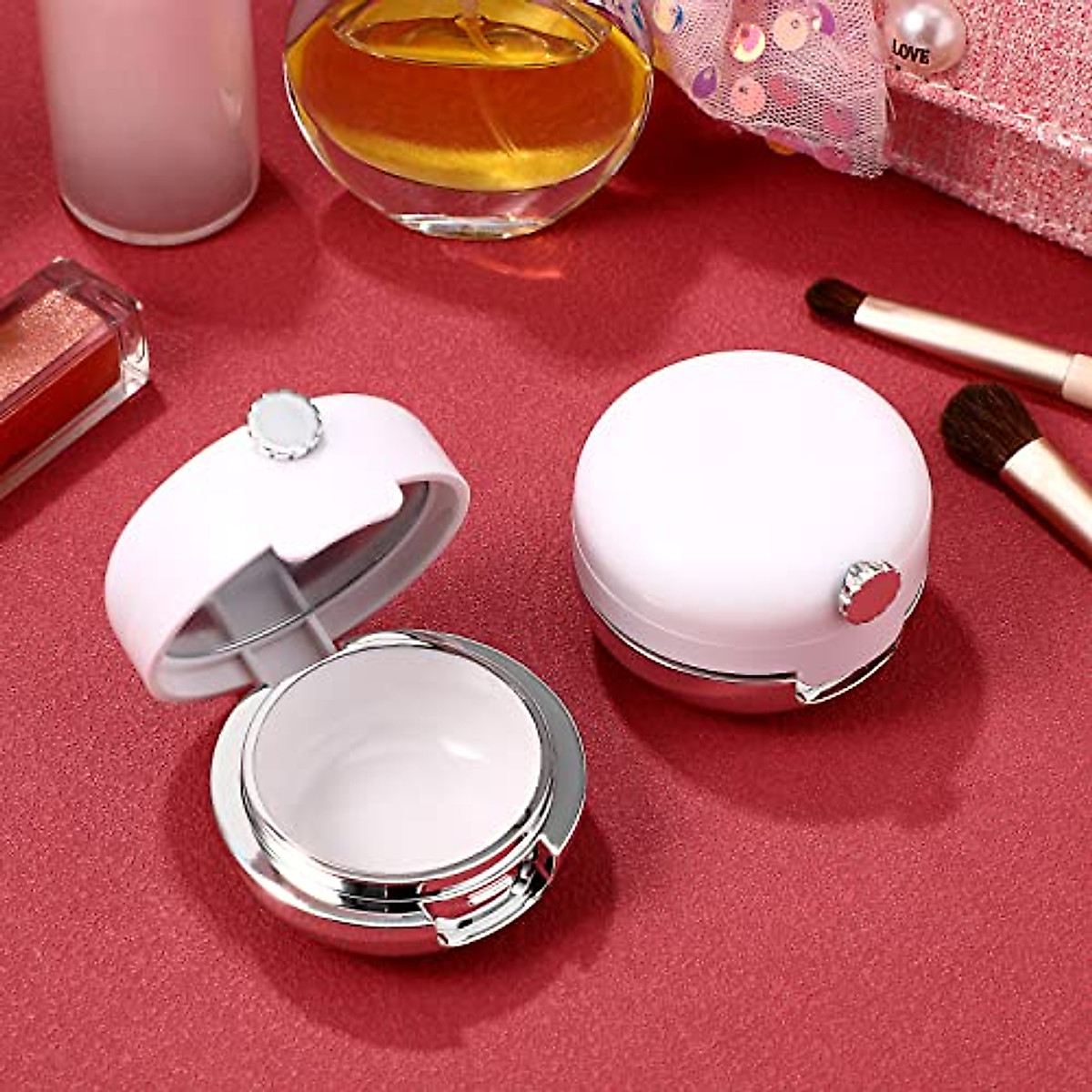 Beaupretty 2 Pieces Plastic Lips Balm Jars Empty Lip Mask Holder Box with Silicone Lip Brush Mirror Refillable Lipstick Pot for Home Travel