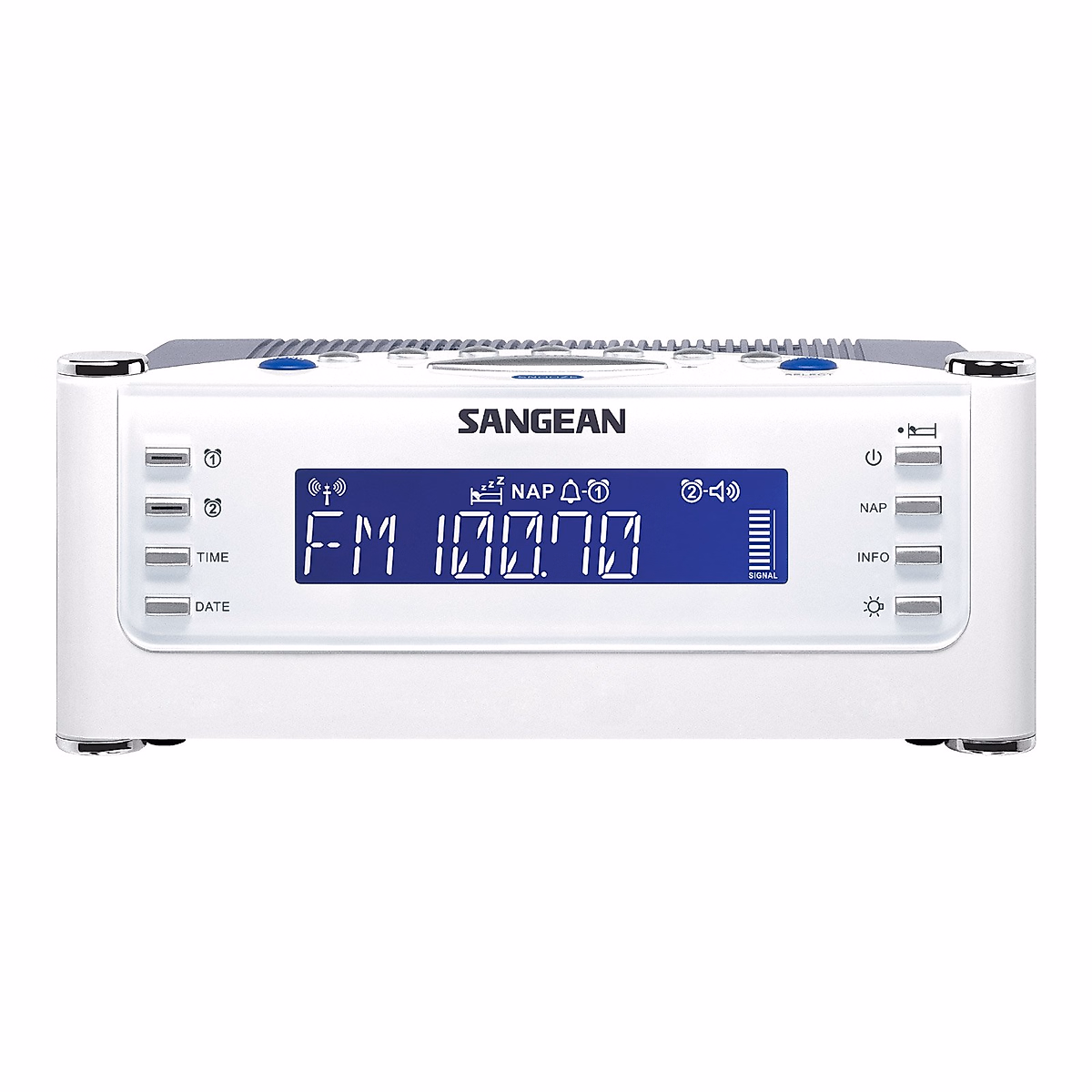 Sangean All in One Weather Atomic AM/FM Dual Alarm Clock Radio with Large Easy to Read Backlit LCD Display