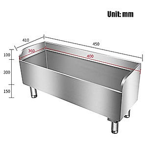 Commercial Floor Mop Sink, Heavy Duty 304 Stainless Steel Service Basin Wash Station with Large-Diameter Drainage Holes, for Garage, Shop, Basement,17.7in