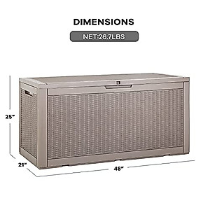 NChanmar Deck box,Outdoor Storage Box 100 Gallons Waterproof Lockable Large Resin Storage Container for Patio Storage,Toys,Garden Tools(Tan)