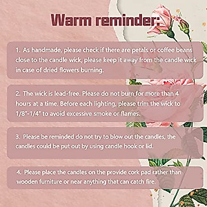 Valentines Day Gifts, Rose Scented Candles for Women, Handmade Soy Wax Healing Candle, Organic Dry Flower and Pink Crystals Candle, Candles for Home Scented, Candle Gifts for Her Him