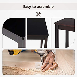 Alohappy 3 Piece PineWood Dining Set for 4，45" Dining Room Table Set with 2 Benches for Home Kitchen Dining Room Furniture,Bench Style & Space-saving (Espresso)