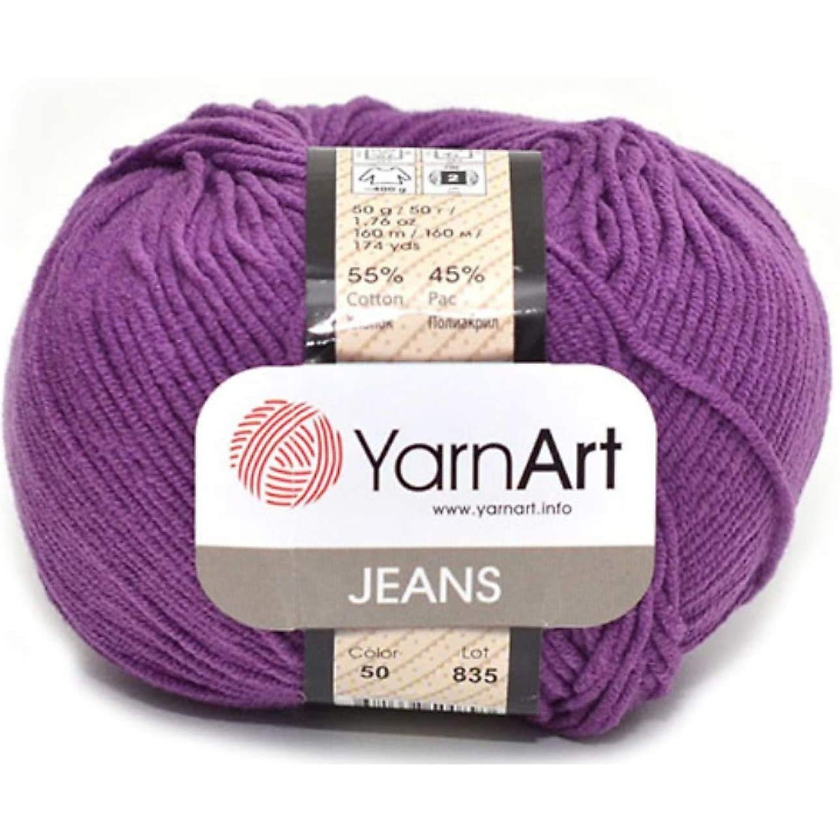 55% Cotton 45% Acrylic YarnArt Jeans Sport Yarn 1 Skein/Ball 50 gr 174 yds (50)