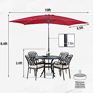 Yolorite 6.5x10ft Rectangular Patio Umbrella, Outdoor Market Table Umbrellas with Heavy Duty Pole, UV Protect Umbrella with Push Botton Tilt & Crank Ideal for Garden, Deck, Lawn, Backyard & Pool, Red