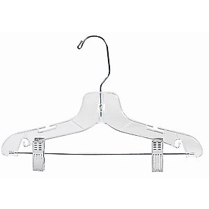 Only Hangers 12" Childrens Plastic Suit Hanger w/Clips [ Bundle of 50 ]