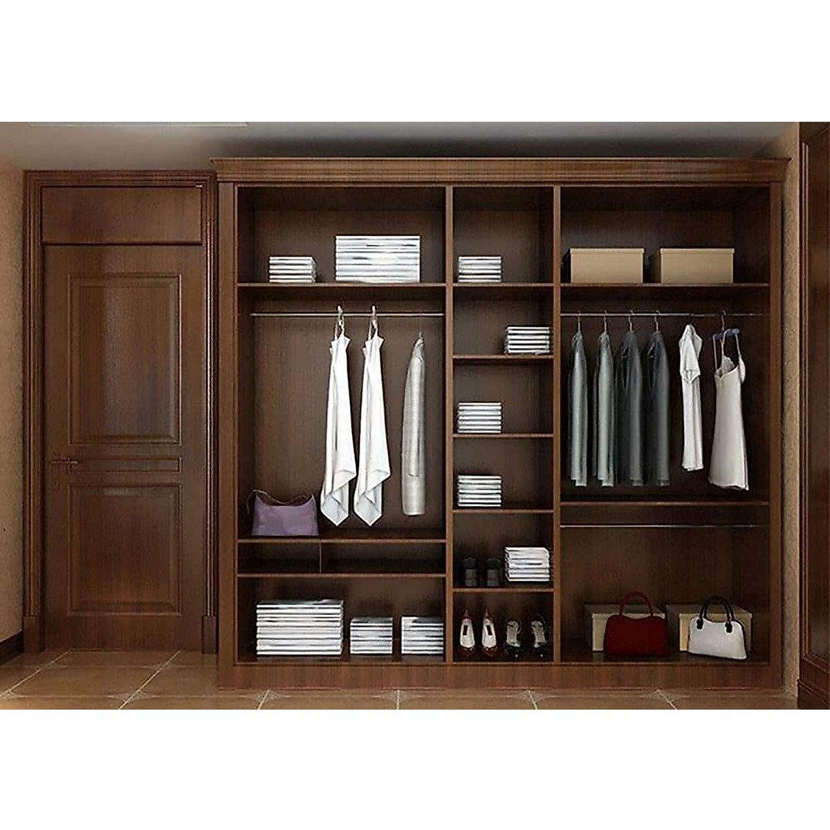 AUSGLEIFEN 18 to 30 inches Adjustable closet Rod, Wall mounted hanging Rod for closet, Premium 304 Stainless Steel closet Pole closet Bar with socket set for Wardrobes,small