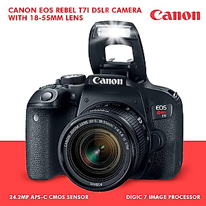 Canon EOS Rebel T7i DSLR Camera with EF-S 18-55mm f/3.5-5.6 and 55-250mm f/4-5.6 is STM Lens Kit + Dummies Guide + Xpix Premium Travel Case, 64GB + Deluxe Bundle