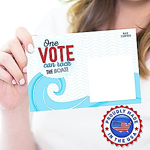 T MARIE 100 Bulk Voter Postcards 4x6” - One Vote Can Rock the Boat - Red, White and Blue Theme With Blank Back for Message to Voters - Encourage Voting In Your State