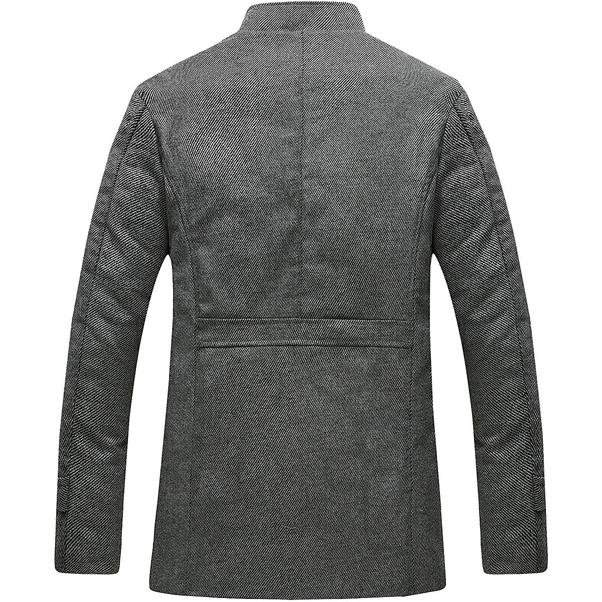wantdo Men's Slim Fit Pea Coat Warm Winter Windproof Wool Jacket Grey 2XL
