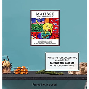 Matisse Poster Cat Wall Decor - 8x10 Mid Century Modern Wall Decor - Minimalist Wall Art - Abstract Art - Aesthetic Room Decor Gallery Wall Art - Cat Wall Art - Boho Bohemian Decor - Cat Themed Gifts