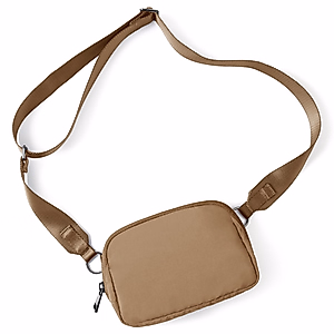 ODODOS Crossbody Bag with Adjustable Strap Small Shoulder Pouch for Workout Running Traveling Hiking, Caramel