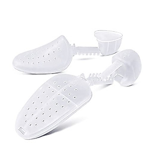 Price Xes Upgraded Plastic Shoe Stretcher, 1 Pair Practical Adjustable Length Shoe Tree, Shoe Display Insert for Women & Men (Storage Bin Design & 7 Way Adjustable), White