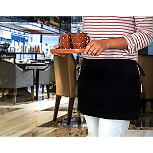 Utopia Wear 3 Pocket Waist Apron [Pack of 2], Server Short Apron for Men Women, Kitchen, Restaurant and Crafting, 24x12 Inches (Black)