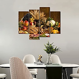 First Wall Art Modern 4 Panels Canvas Fresh Fruit On The Table Kitchen Wall Art Painting The Picture Print On Canvas Food Pictures Colorful