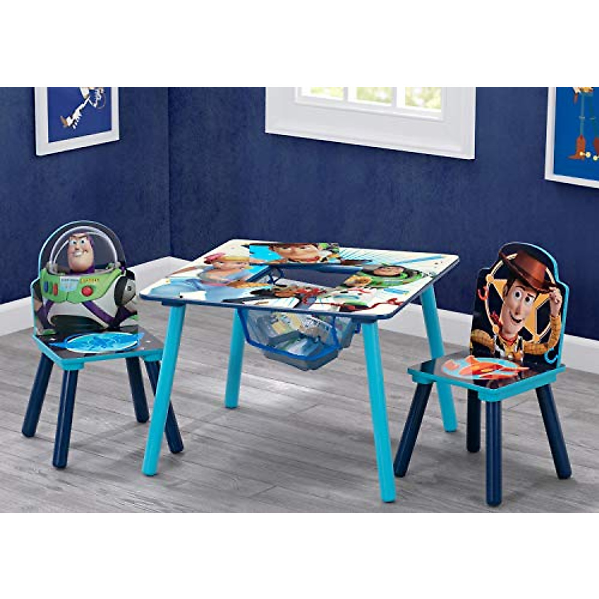 Delta Children Kids Table and Chair Set With Storage (2 Chairs Included) - Ideal for Arts & Crafts, Snack Time, Homeschooling, Homework & More, Disney/Pixar Toy Story 4