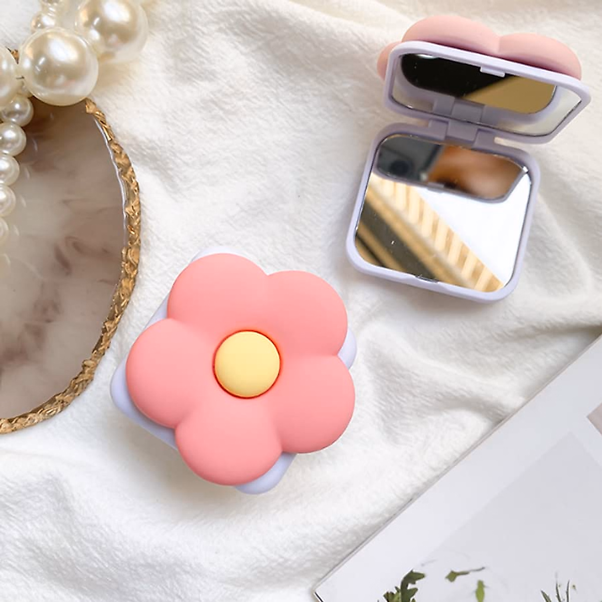 ARFUKA Phone Ring Holder Universal Phone Grip Collapsible Flower Mirror Phone Grip and Phone Stand for Phones and Tablets Pack of 2