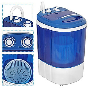 SUPER DEAL Mini Washer 5.7 lbs Capacity Portable Single Tub Compact Washing Machine with Spin Cycle Basket and Drain Hose for Camping, Traveling, Apartments, Dorms, RVs 110V
