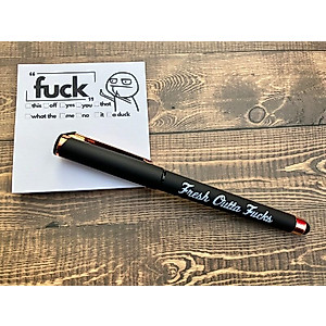 BOSONS Fresh Outta Fucks Pad And Pen, Fun Black Gel Pen With Notepad, Humorous Notepad And Pen Set, Playful Desk Accessories (Red,2pcs)
