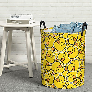 KiuLoam Rubber Ducky Cartoon 19.6 Inches Large Storage Basket Collapsible Organizer Bin Laundry Hamper for Nursery Clothes Toys