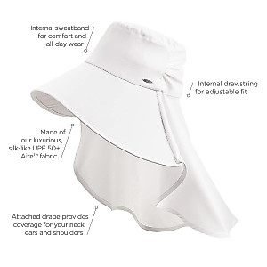 Coolibar UPF 50+ Women's Anastasia Elegant Full Coverage Hat - Sun Protective (One Size- White)