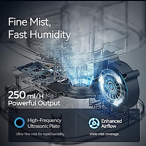 ROSEKM Automatic Humidifiers for Bedroom Large Room, 4.5L Cool Mist Humidifier for Home & Plant with Timer & Humidity Sensor, Last Up to 18H on High Setting, Auto Shut-Off, 360° Nozzle (Black)