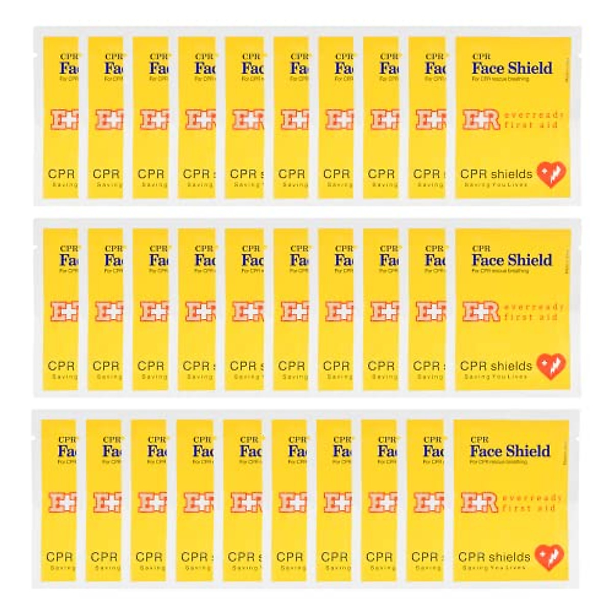 Ever Ready First Aid CPR Face Shield fits Adults, Children and Infants - 30 Pack