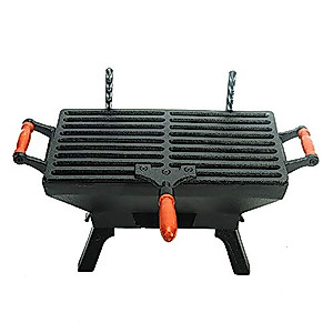 Sungmor Small Rectangle Cast Iron Charcoal Grill Stove, 12.4 by 6.8 Inch, Heavy Duty Tabletop BBQ Grill, Indoor Outdoor Portable Steak Chicken Meat Cooker, Camping Picnic Party Barbecue Smoker Grill