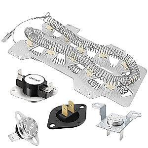【Upgraded】DC47-00019A Dryer Heating Element Replacement for Samsung dv42h5000ew/a3 dv45h7000ew dve50m7450w/a3 - DC96-00887A DC47-00016A Thermal Fuse & DC32-00007A DC47-00018A Thermostat